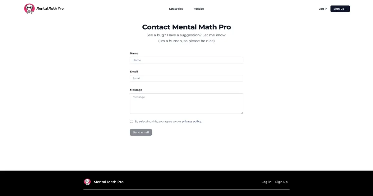 Contact Mental Math Pro