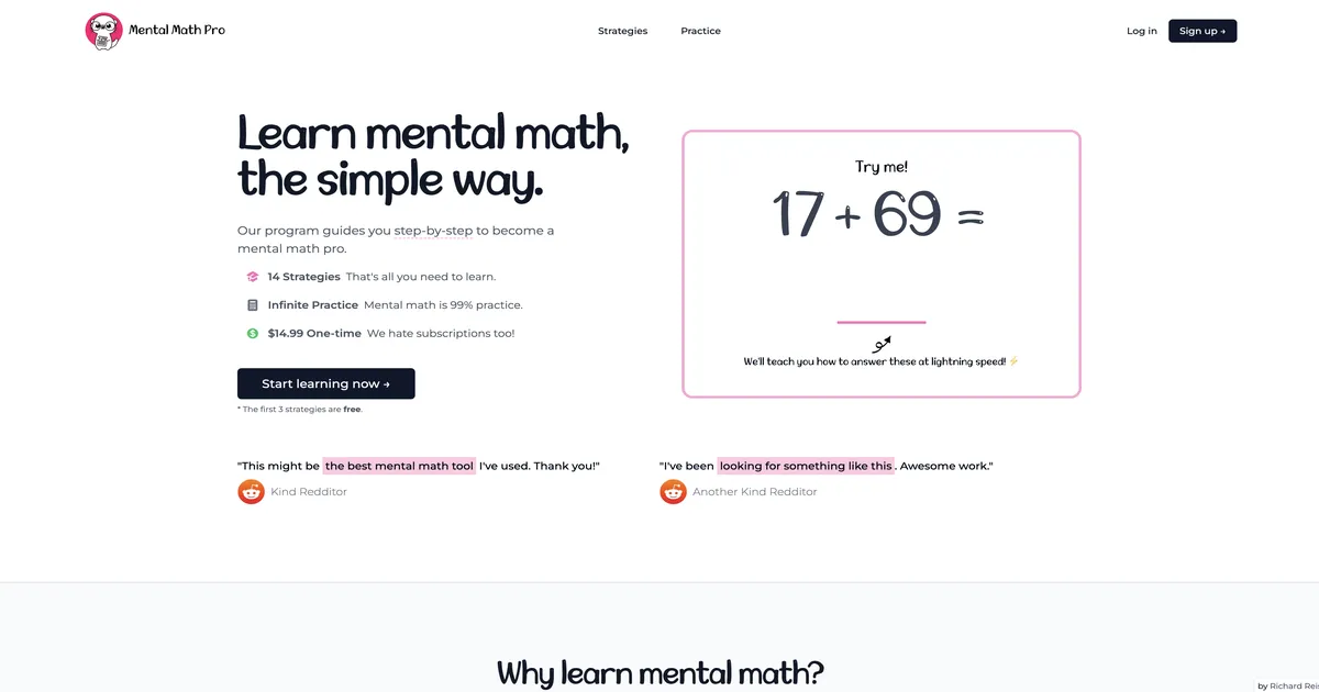 Mental Math Pro - Learn mental math and arithmetic